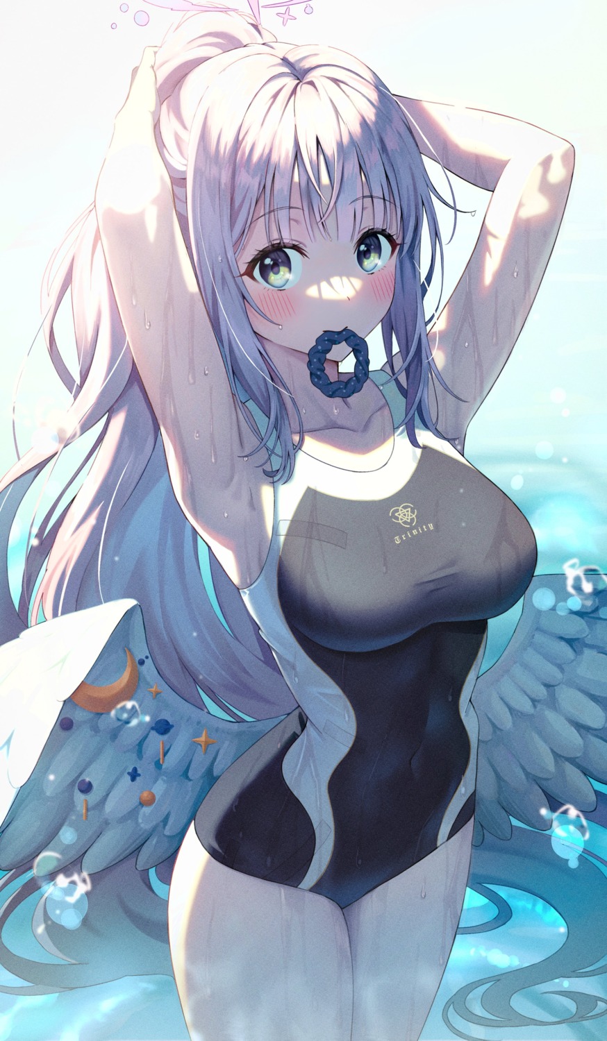 ojyomu blue archive misono mika angel swimsuits wet wings | #1147171 | yande.re